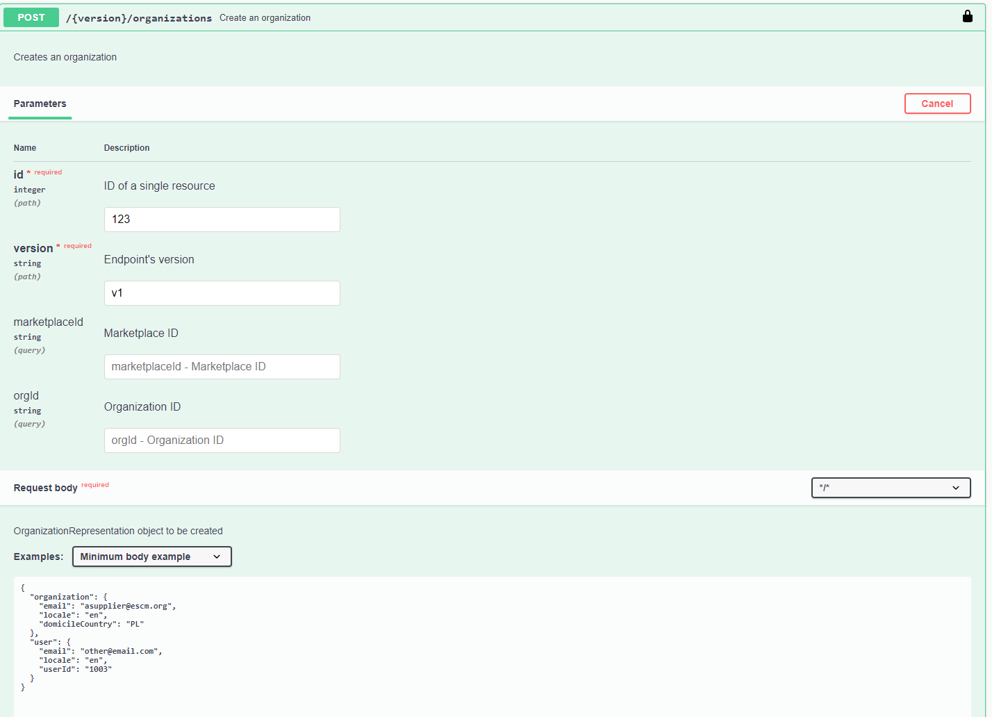Organization#POST execution doesn't work in Swagger · Issue #157 · servicecatalog/oscm-rest-api ...