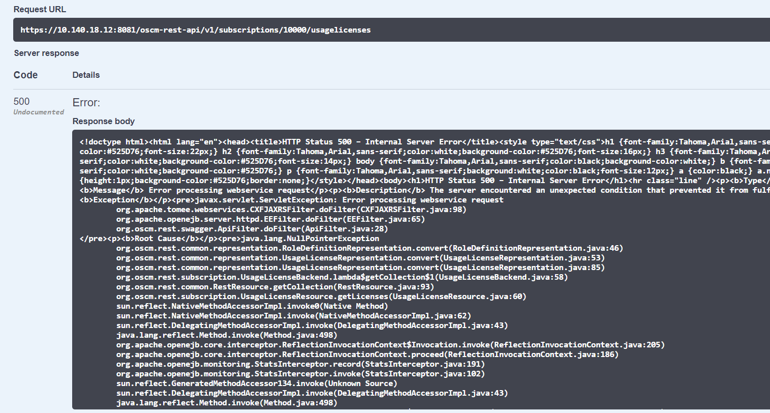 Unable to execute UsageLicenses#GET via Swagger UI · Issue #165 · servicecatalog/oscm-rest-api ...