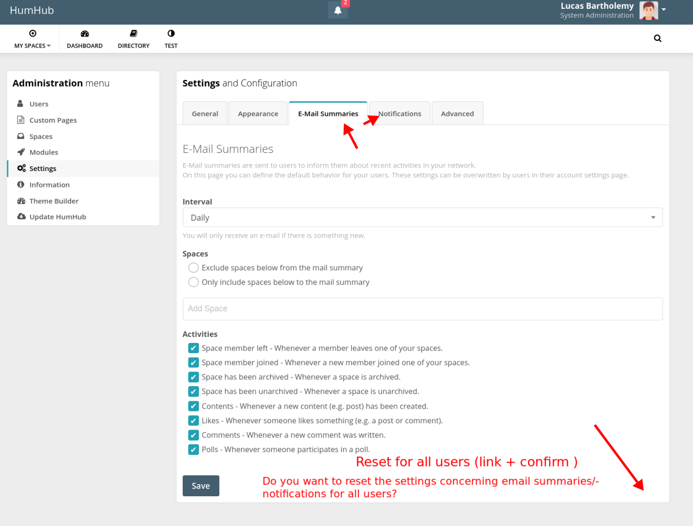Reset Of Existing Email Summaries Notifications Settings · Issue 4868 · Humhub Humhub · Github
