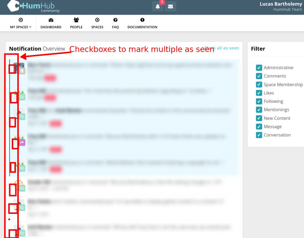 Notification List - Bulk select & mark as seen · Issue #5246 · humhub/humhub · GitHub