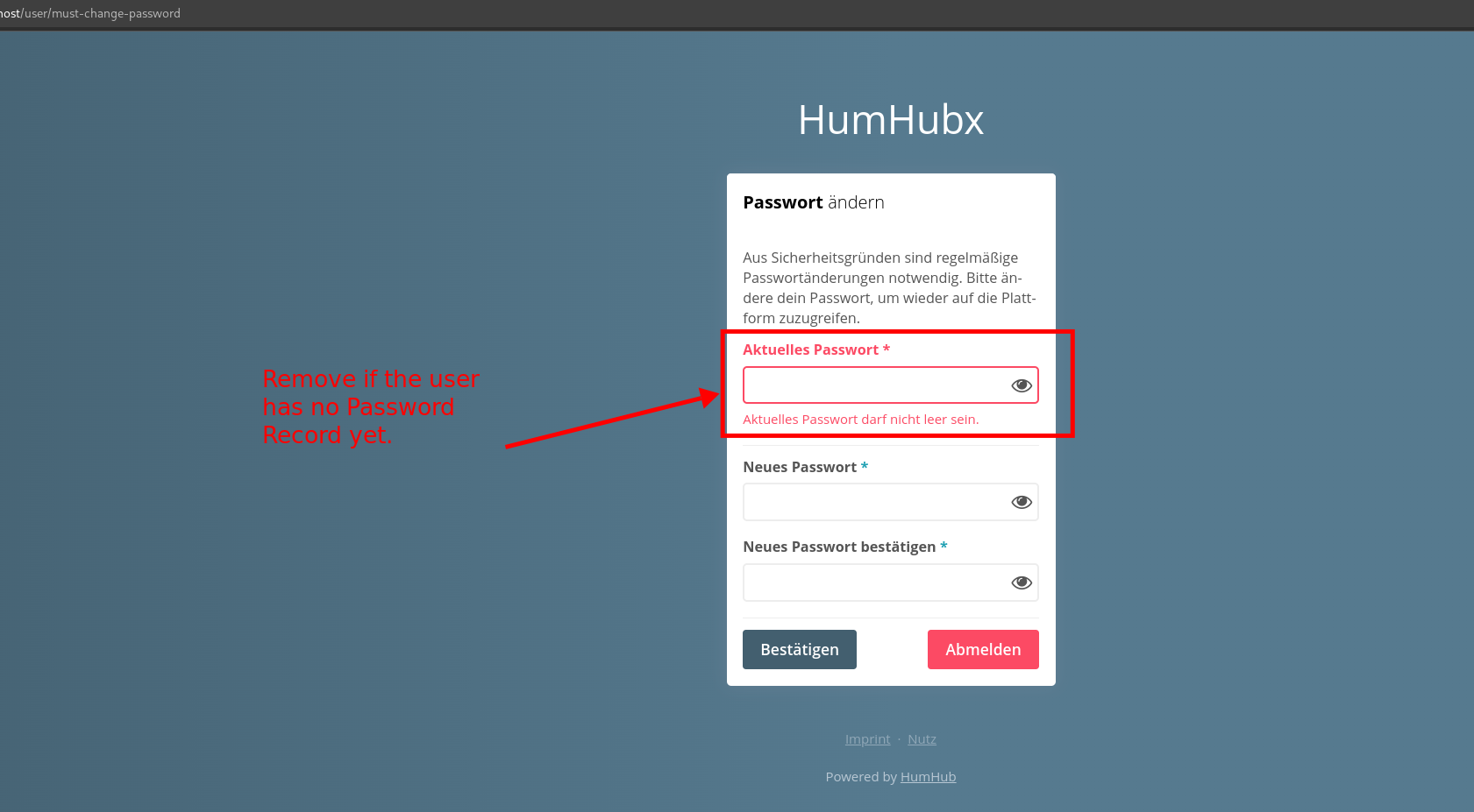 Force Password - Remove Existing Password if not exists · Issue #5811 · humhub/humhub · GitHub