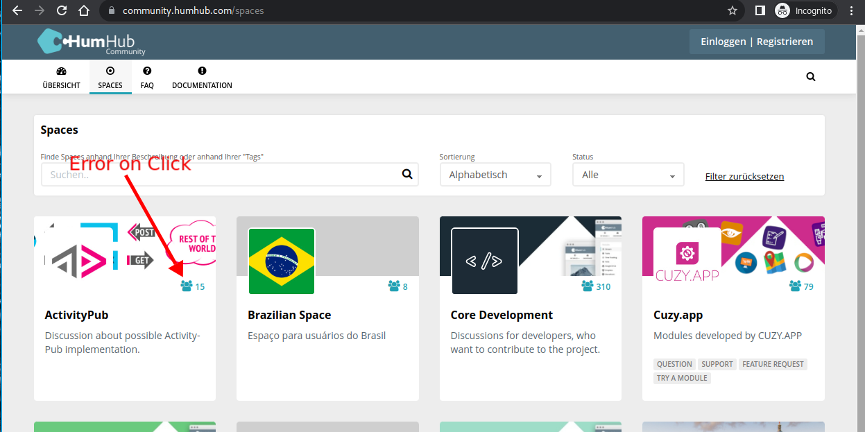 Guest Mode Click On Members Results In Error · Issue 6026 · Humhub Humhub · Github