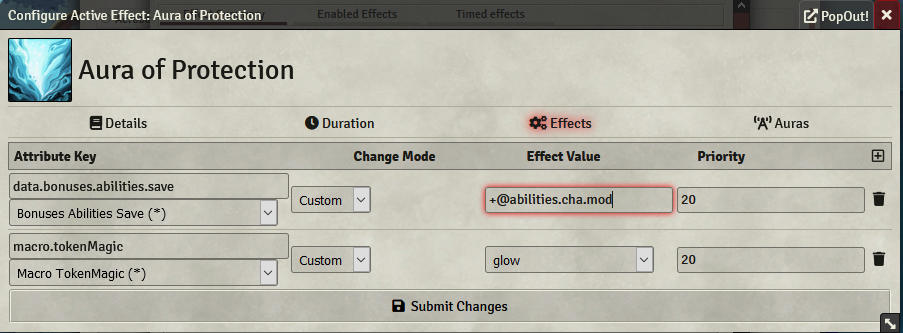 Aura effect value not passed to affected actor · Issue #151 · kandashi/Active-Auras · GitHub