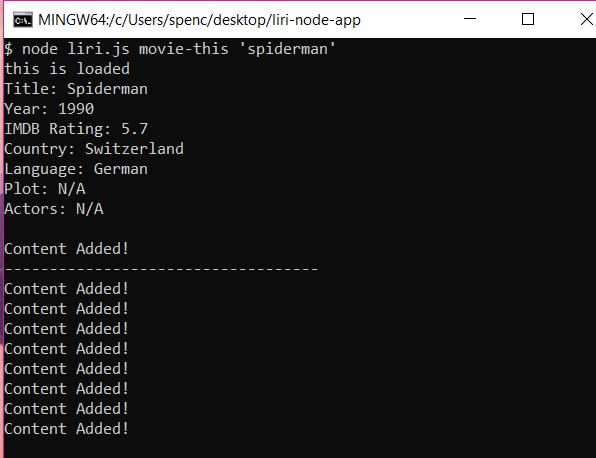 GitHub - spencerchase1991/liri-node-app: LIRI Bot Overview In this assignment, you will make ...