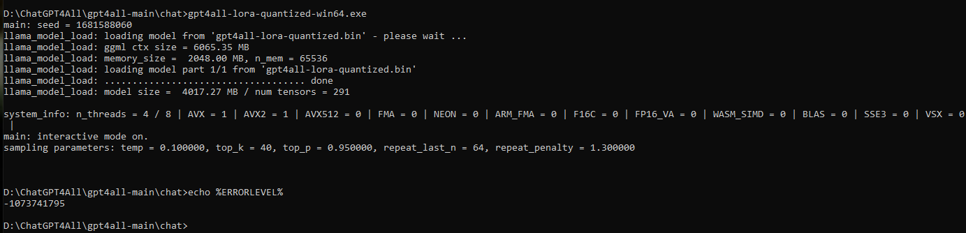 chat.exe won't start · Issue #356 · nomic-ai/gpt4all · GitHub