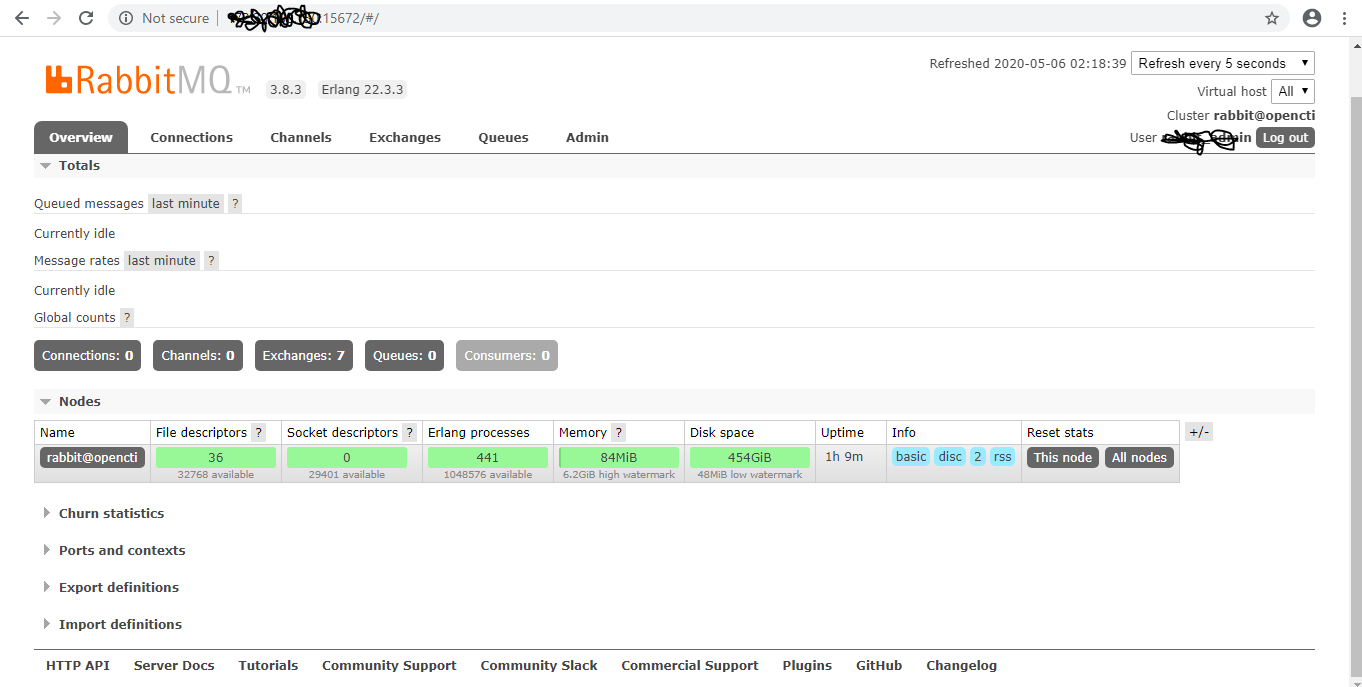 Opencti 3.2.1 manual installation on Centos 7 {"message":"[RABBITMQ] Seems down","level":"error ...