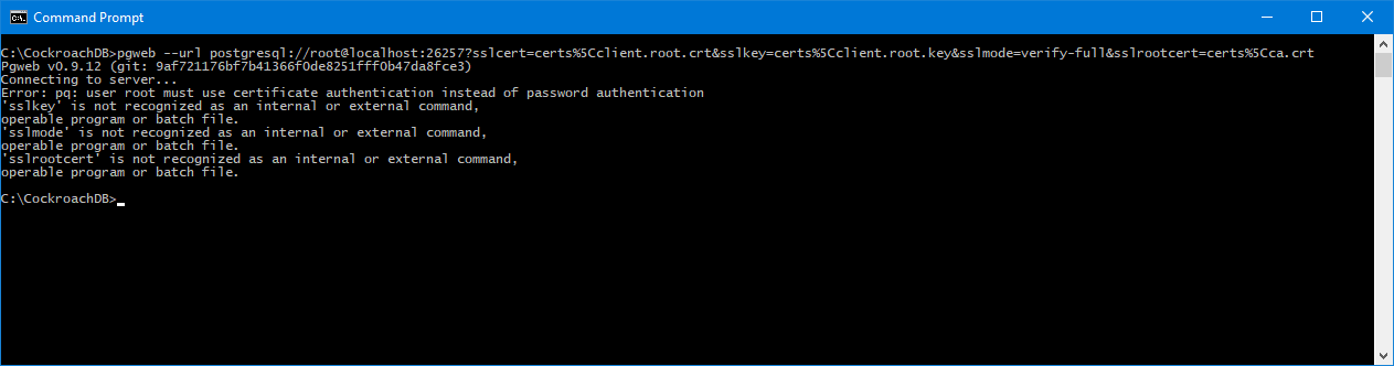 When running a windows client using SSL there are some commands not recognised? · Issue #371 ...