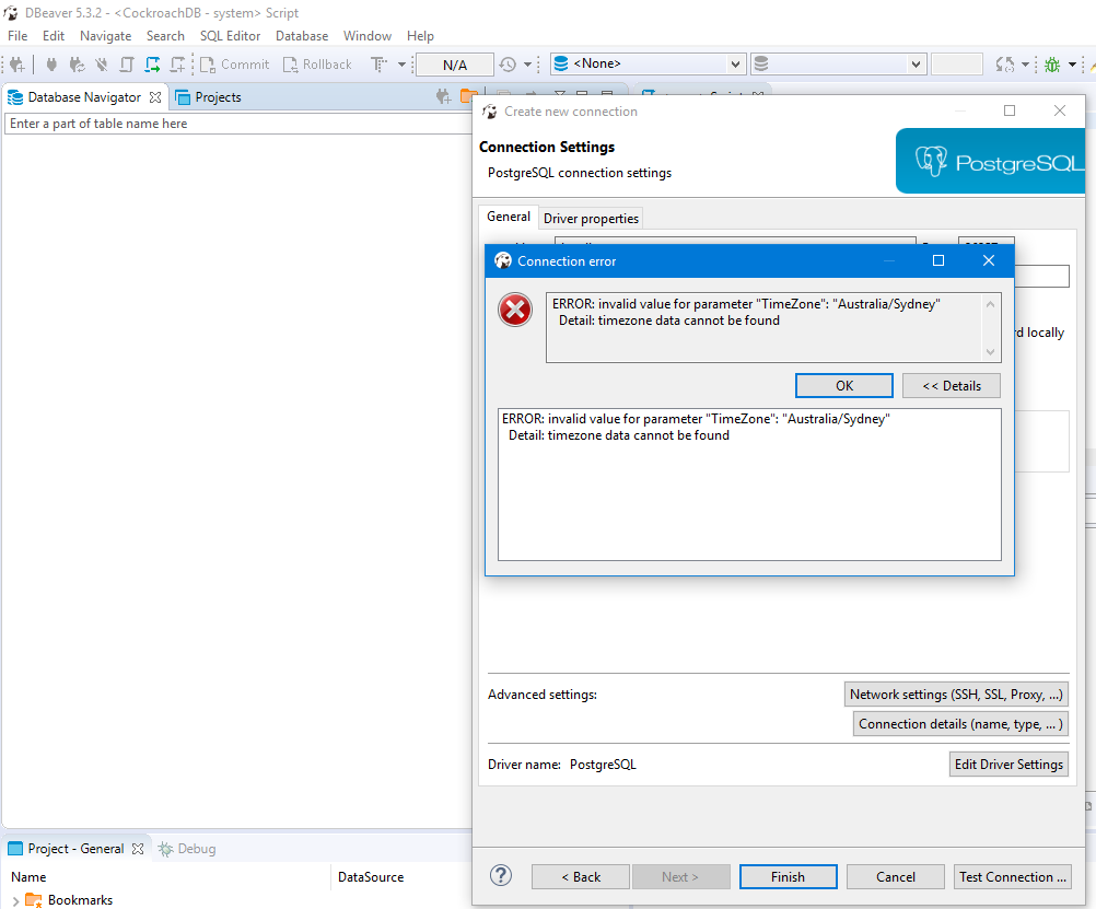 ERROR: invalid value for parameter "TimeZone": "Australia/Sydney" · Issue #4931 · dbeaver ...