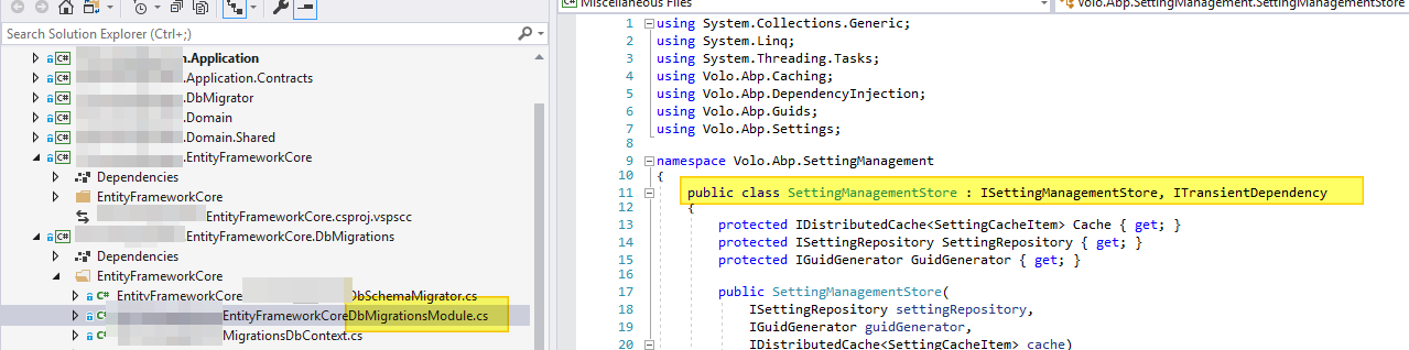 Shouldn't SettingManagentStore be in .EntityFrameworkCore? · Issue #1453 · abpframework/abp · GitHub