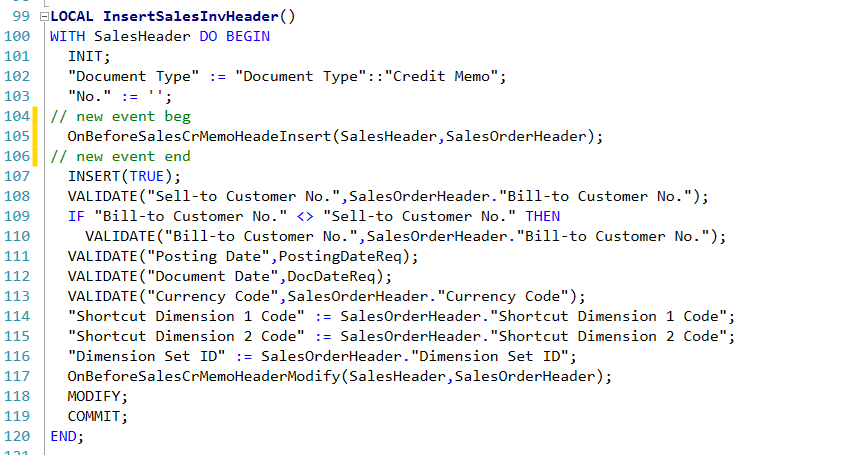 [Event Request] Report 6653 and Report 295 - Function InsertSalesInvHeader · Issue #1089 ...