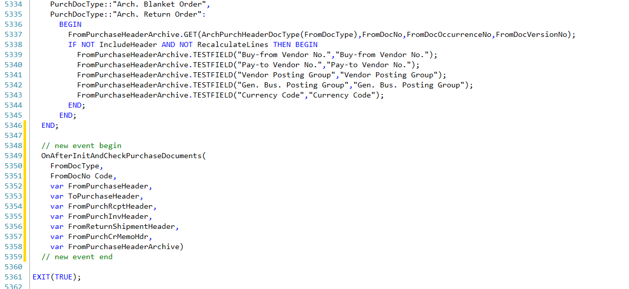 Event Request Codeunit 6620 Copy Document Mgt Onafterinitandcheckpurchasedocuments · Issue