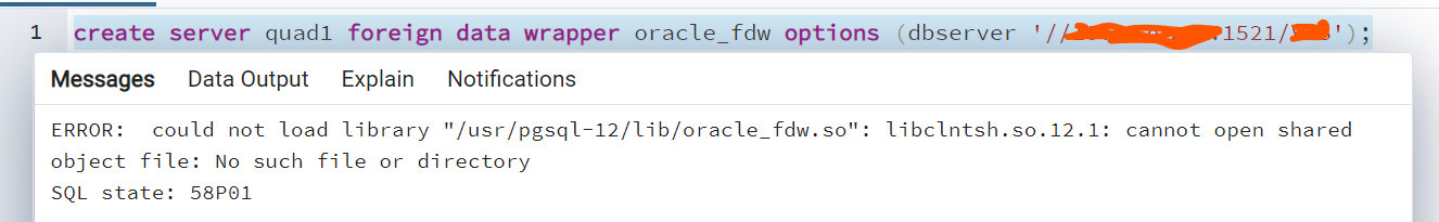 Getting Error Whole Running Create Server Command · Issue 421 · Laurenz Oracle Fdw · Github
