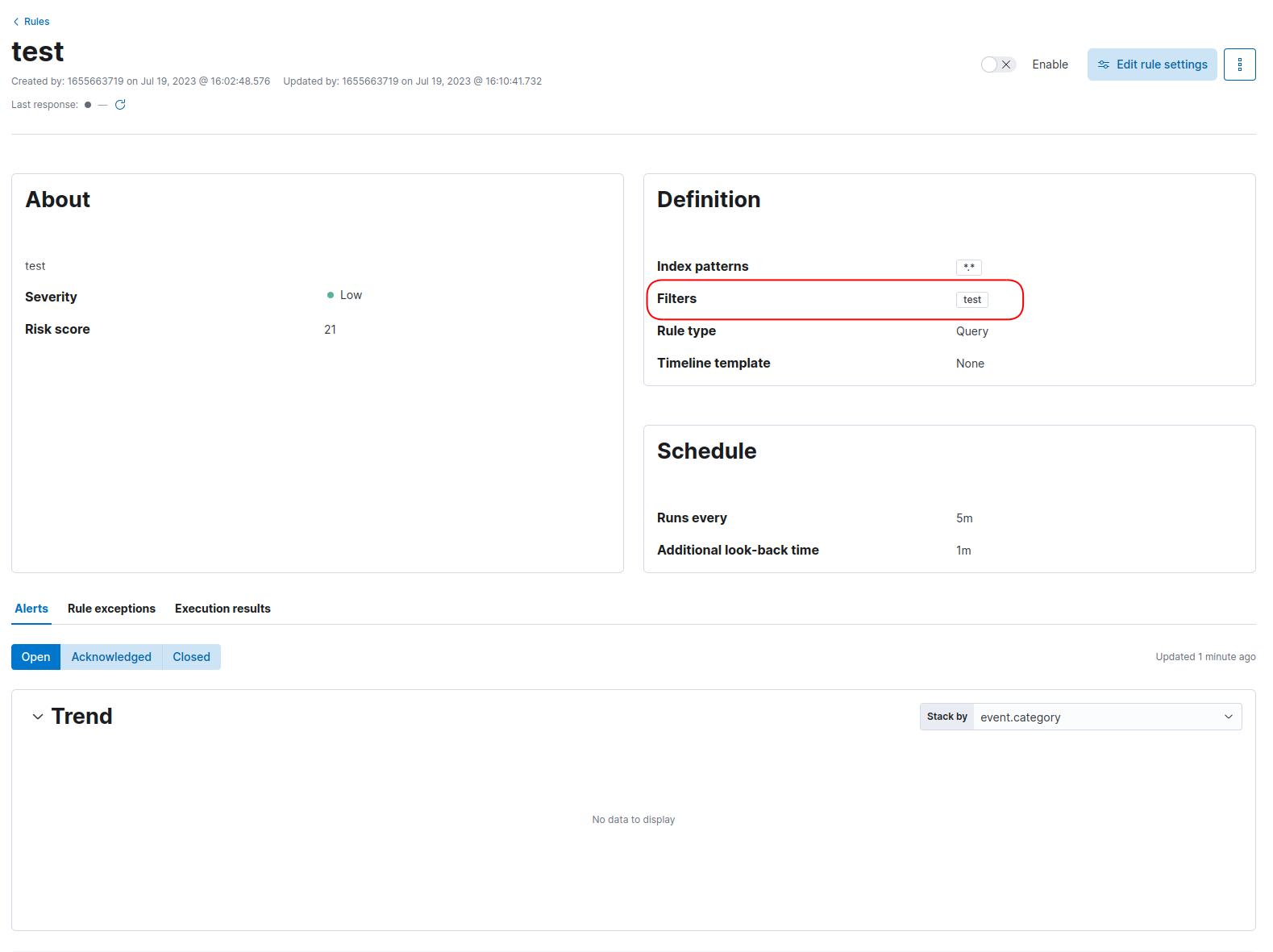 [Security Solution] Custom Query rule with custom labels applied does not show custom labels in ...