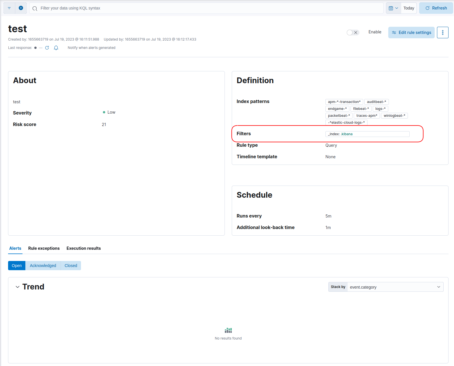 [Security Solution] Custom Query rule with custom labels applied does not show custom labels in ...