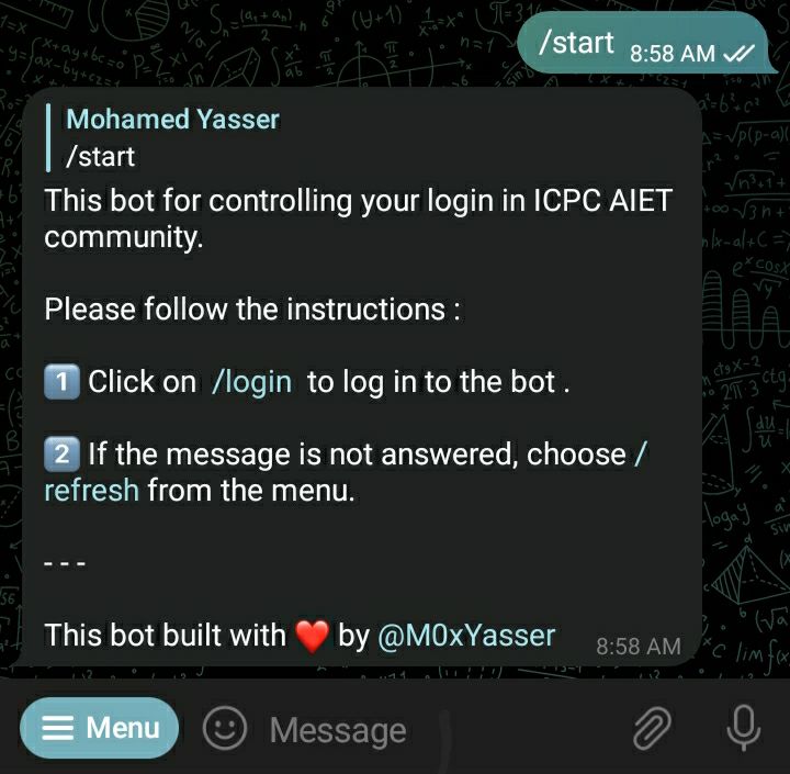 GitHub - M0xYasser/ICPC_AIET_BOT: This bot for controlling your login ...