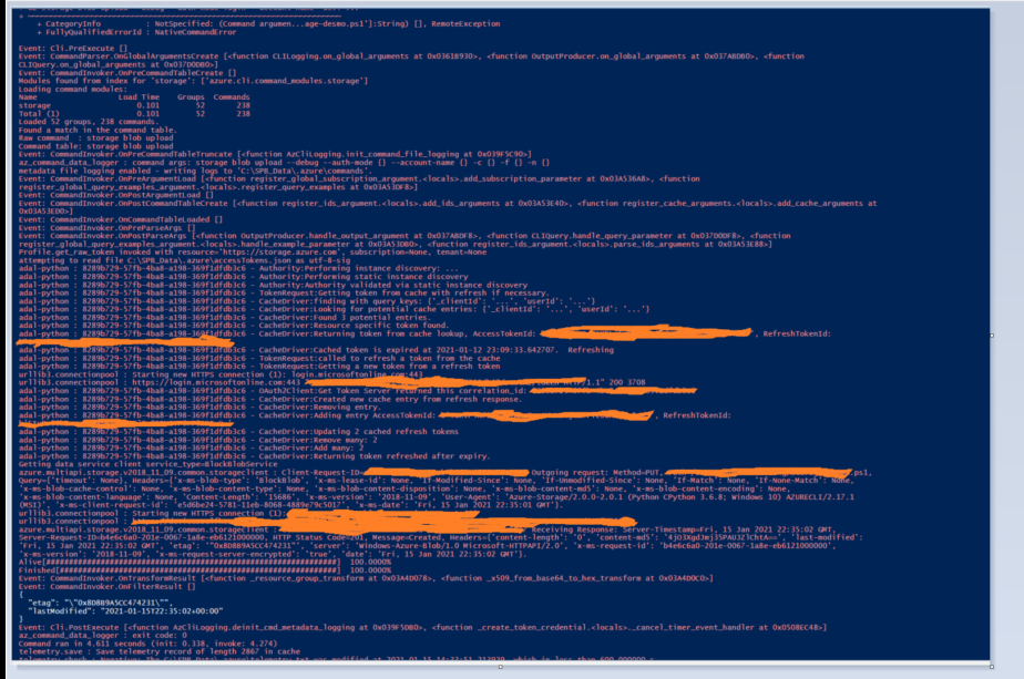 Always getting the remote exception after executing the az storage blob upload · Issue #16504 ...