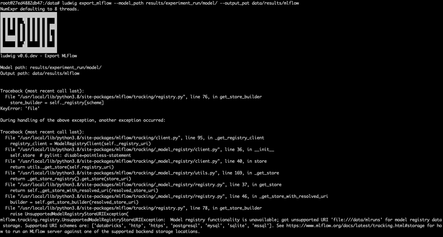 Can not export model to mlflow format locally · Issue #2353 · ludwig-ai/ludwig · GitHub