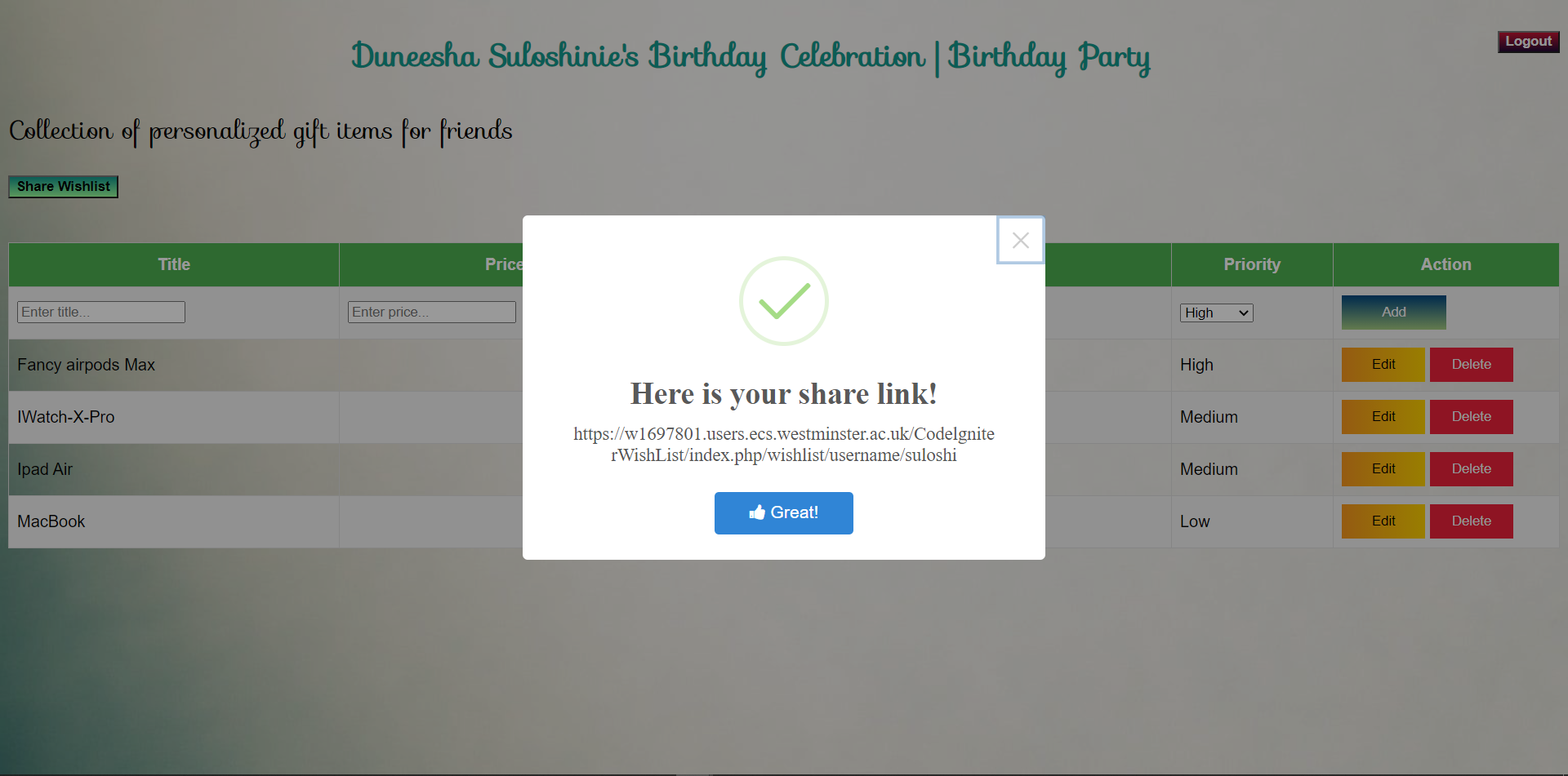 GitHub - SuloshiPHD/CodelgniterWishList: Development of a simple wish ...