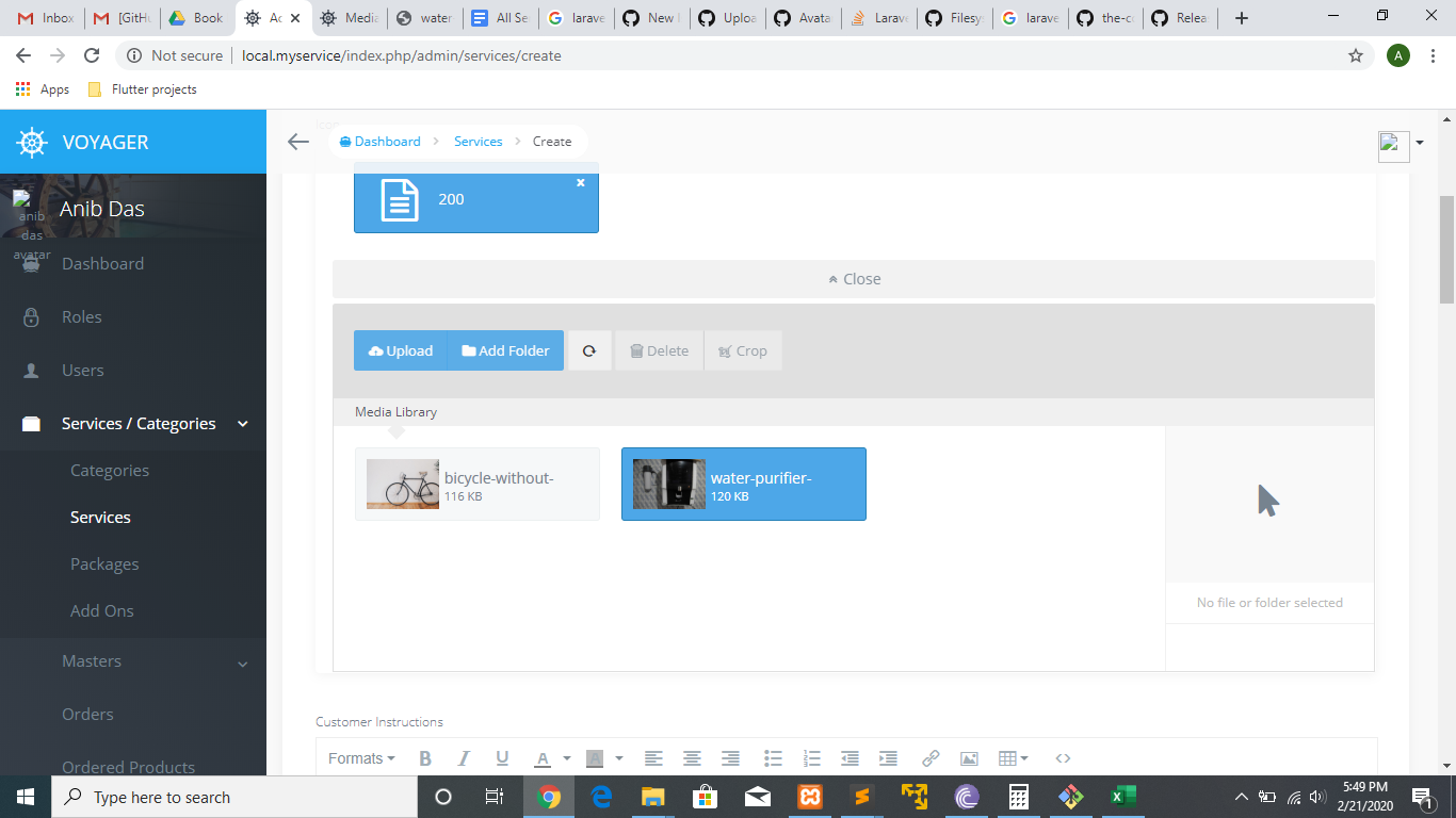 Media library does not display folders from storage/public while accessing it in CRUD view ...