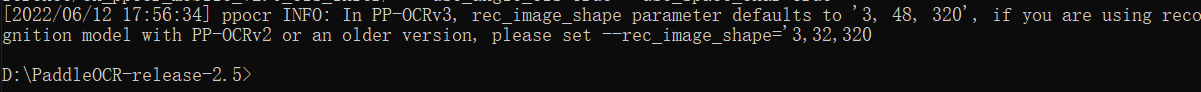 ppocr INFO: In PP-OCRv3, rec_image_shape parameter defaults to '3, 48, 320', if you are using ...