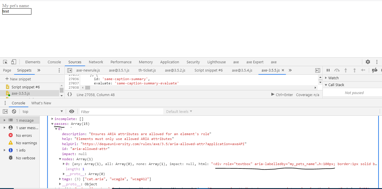 False positive: 'color-contrast' rule fails disabled control's label added using "aria ...