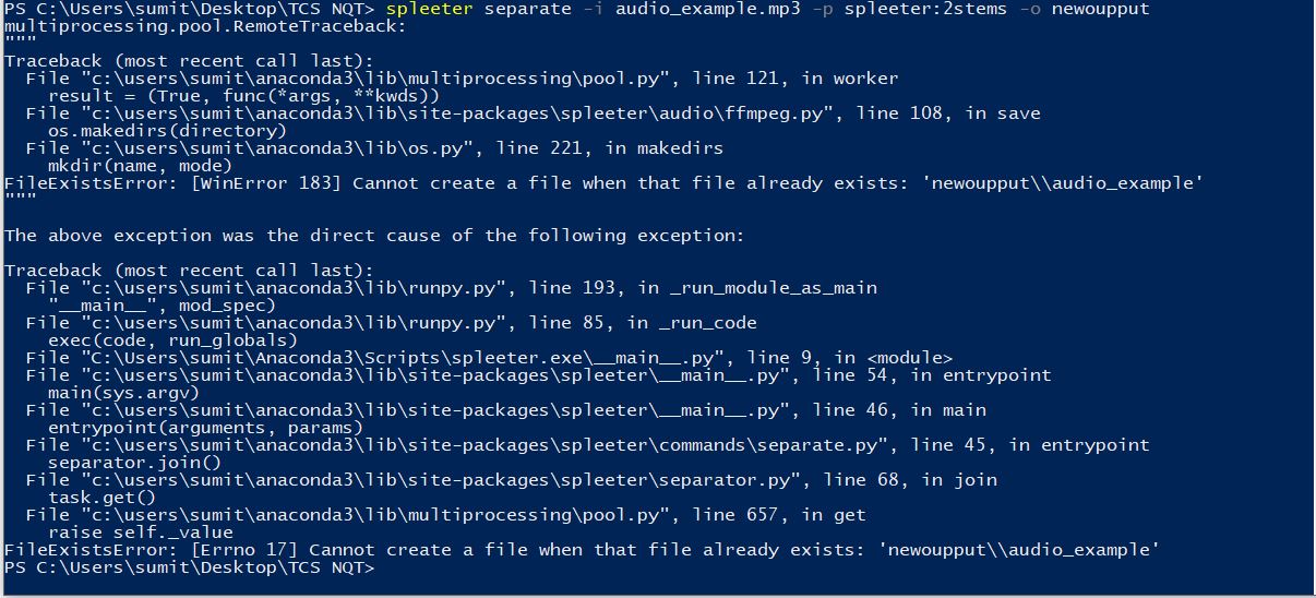 [Discussion] File already exist Error · Issue #238 · deezer/spleeter · GitHub