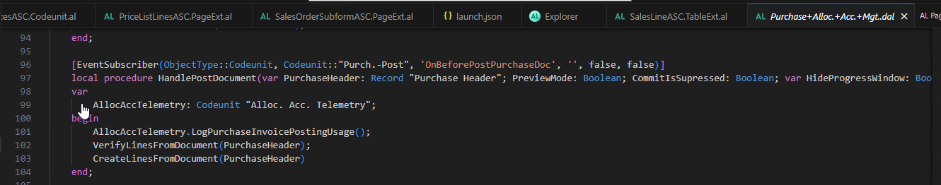 Request to move Code in "Sales & Purch. Alloc. Acc. Mgt." to another Subscriber (BC23) · Issue ...