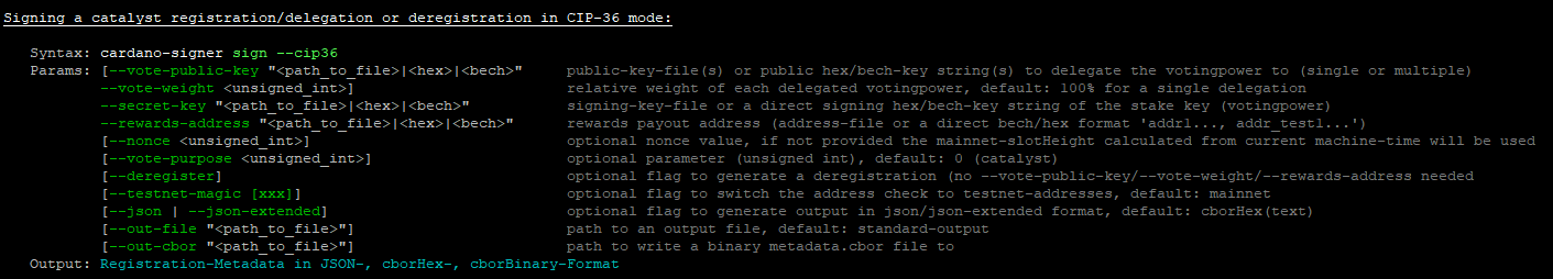 GitHub - gitmachtl/cardano-signer: Tool to sign data with a Cardano-Secret-Key // verify data ...