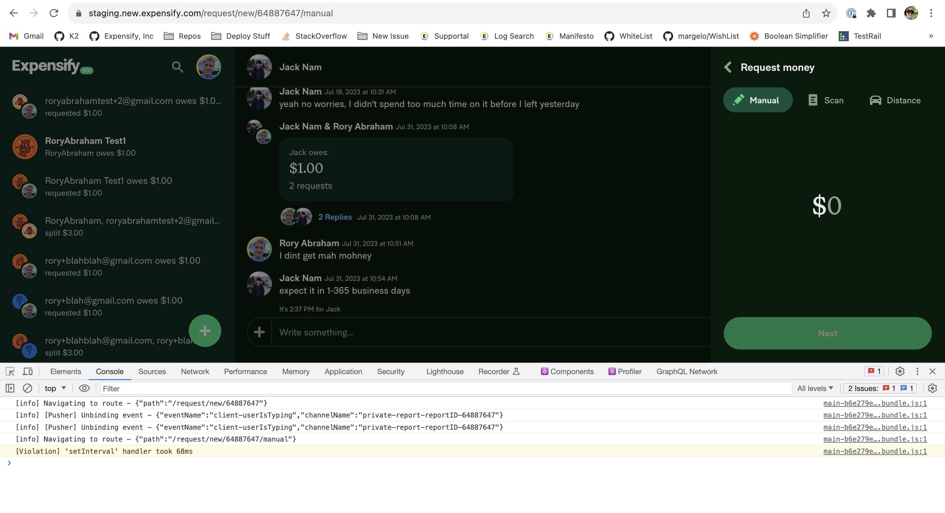 Dev: Console error occurs when clicking "Request money" option · Issue #25608 · Expensify/App ...