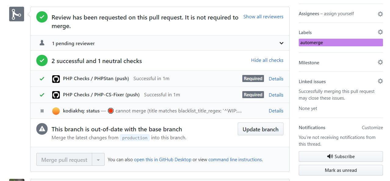 Kodiak does not update a PR · Issue #261 · chdsbd/kodiak · GitHub