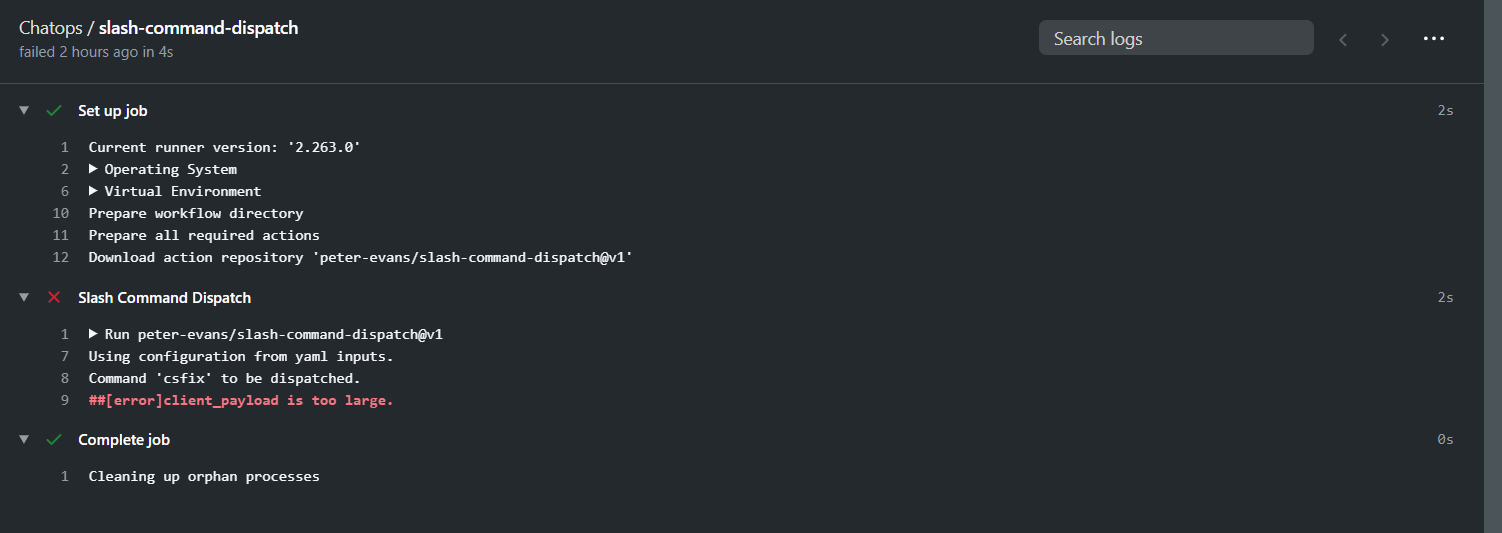 client_payload is too large · Issue #67 · peter-evans/slash-command-dispatch · GitHub