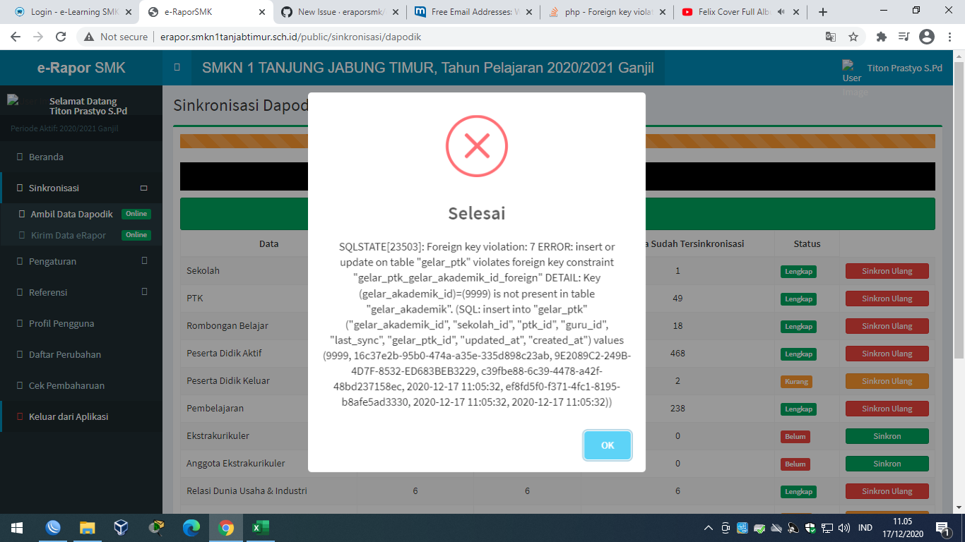 Sinkronisasi Dapodik Error · Issue #33 · eraporsmk/eraporsmk · GitHub