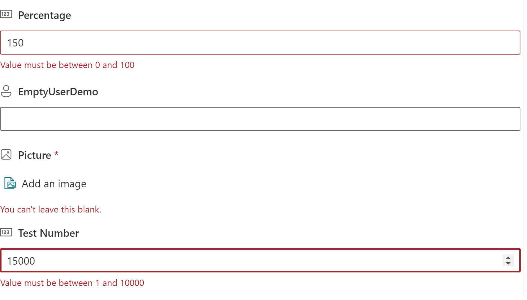 Dynamic Controls - Number validations on the Percentage column is working, but the value in the ...