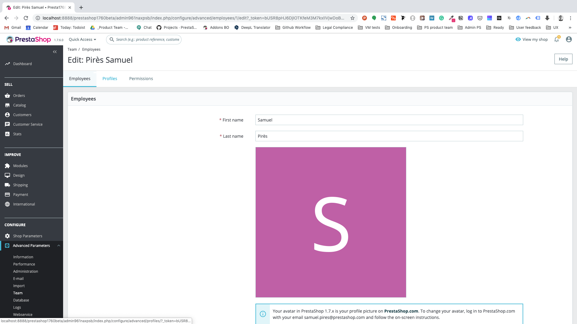 Avatar Size In Employee Page Is Too Big · Issue 14058 · Prestashopprestashop · Github