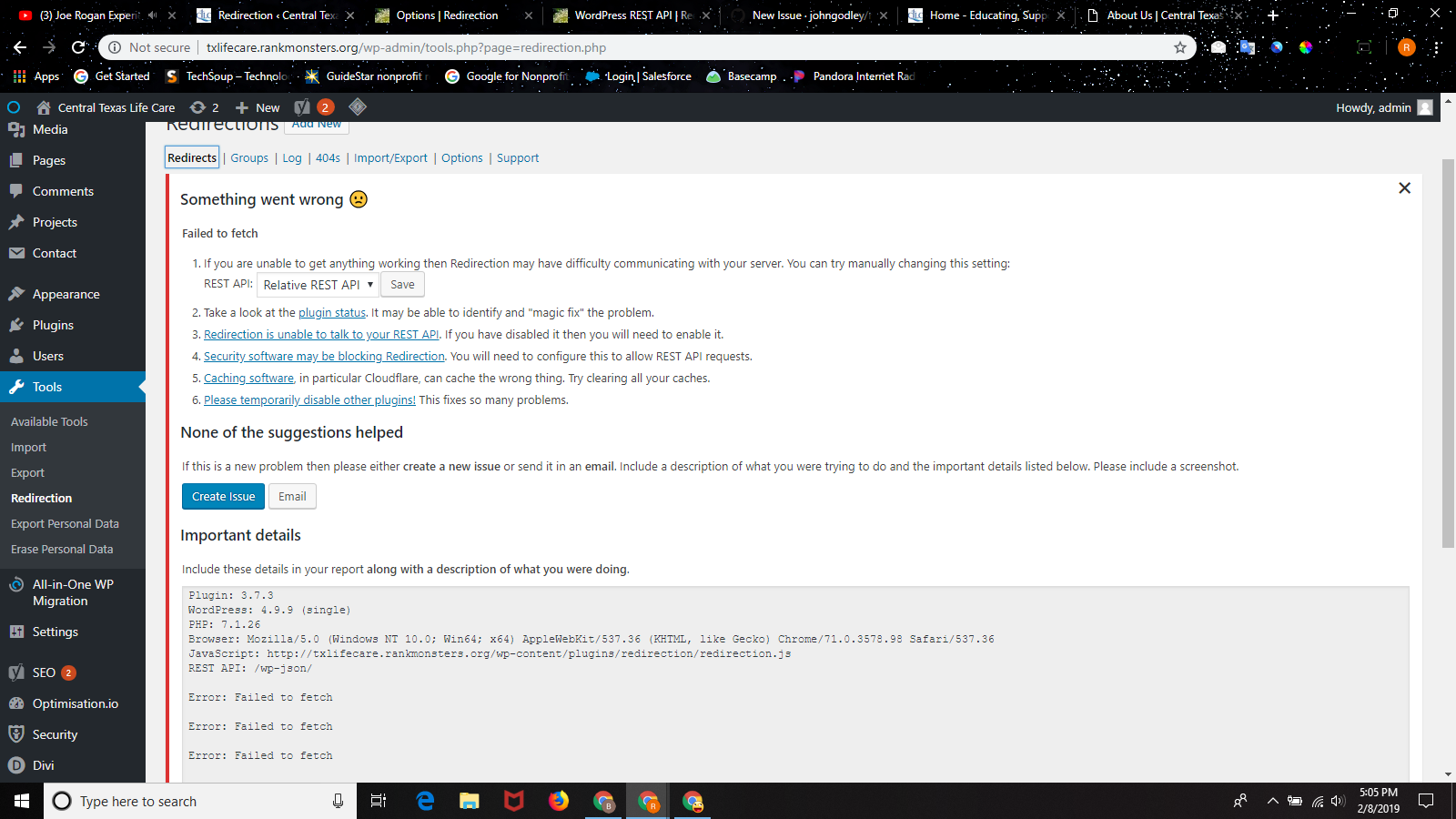 Error: Failed to Fetch · Issue #1467 · johngodley/redirection · GitHub