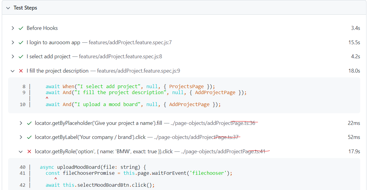 Some inconsistencies within the html report when using POM · Issue #27 · vitalets/playwright-bdd ...