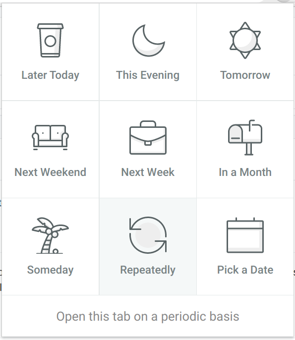 [FEATURE] Option to open a tab on periodic basis · Issue #49 · rohanb10/snoozz-tab-snoozing · GitHub