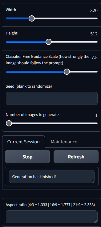 Bug The Aspect Ratio Window On Text To Image Doesnt Work · Issue 843 · Sygil Devsygil