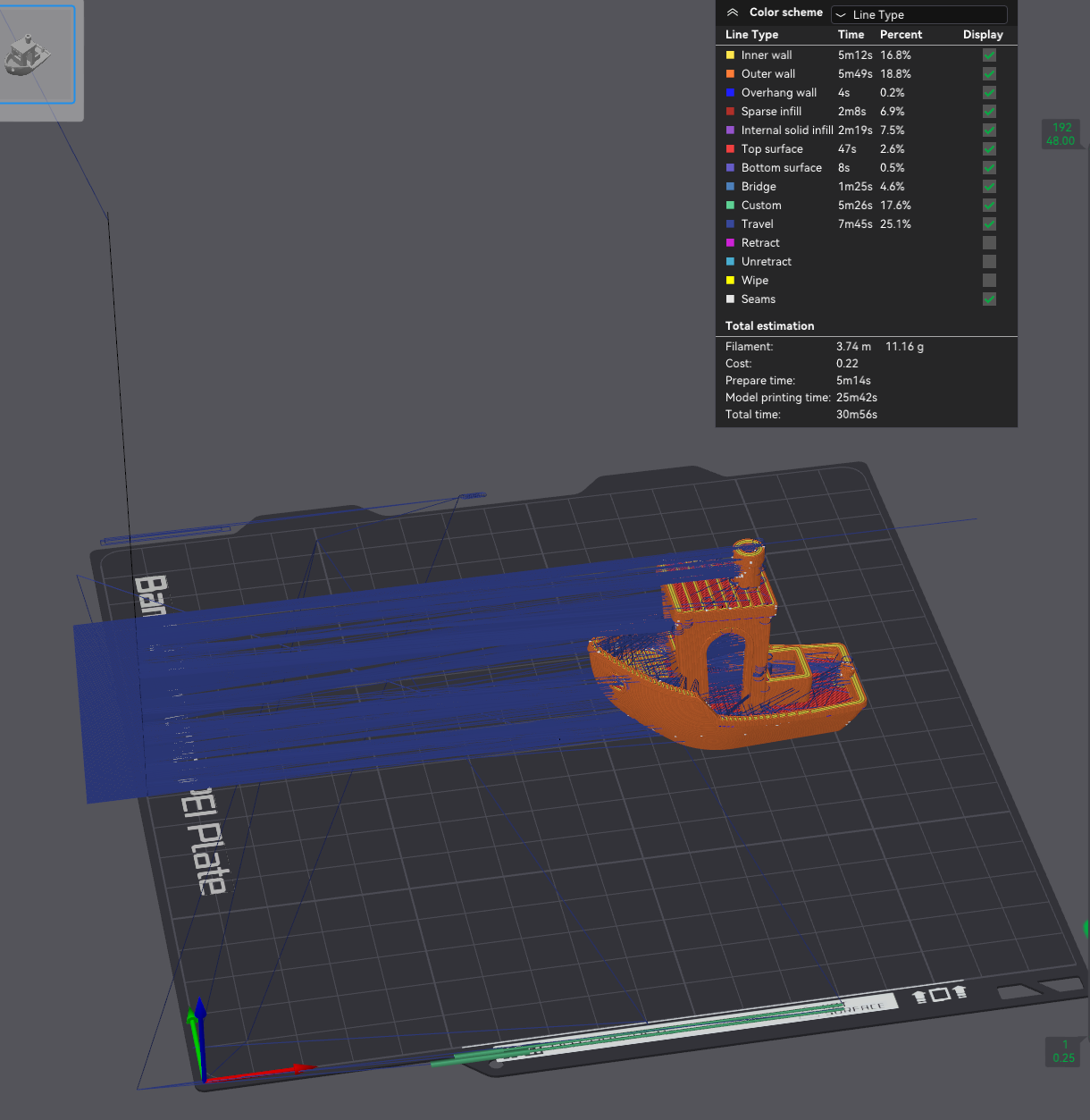 A1 Mini slice has travel moves to the right of the bed even when using a single filament · Issue ...