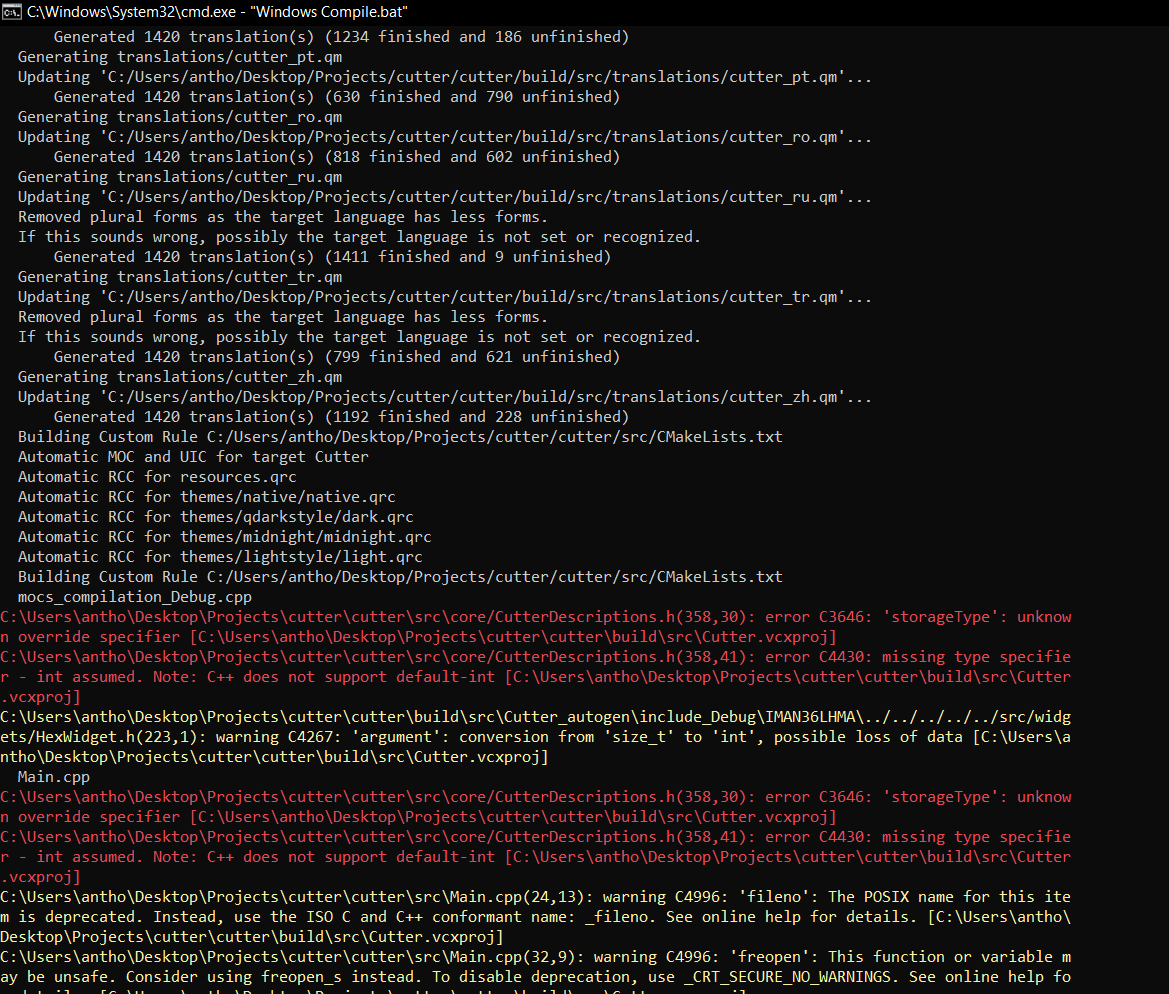 C:\cutter\src\core/CutterDescriptions.h(358,30): error C3646: 'storageType': unknow n override ...