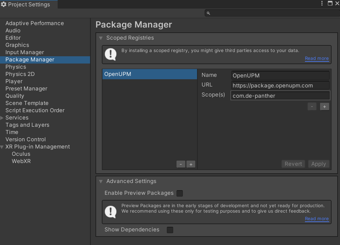 Can't see WebXR namespace when using package management · Issue #137 · De-Panther/unity-webxr ...