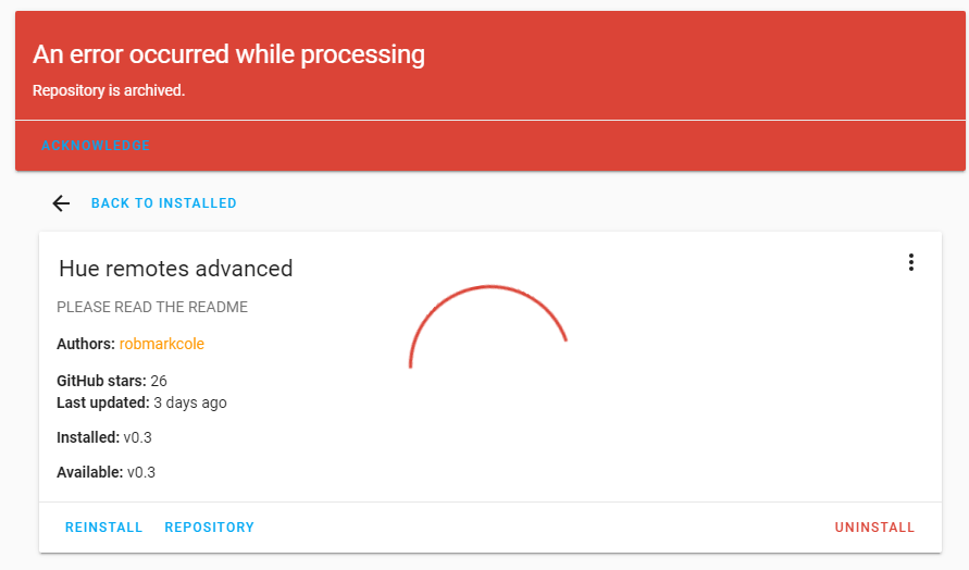 Unable to uninstall archived repository · Issue #1109 · hacs ...