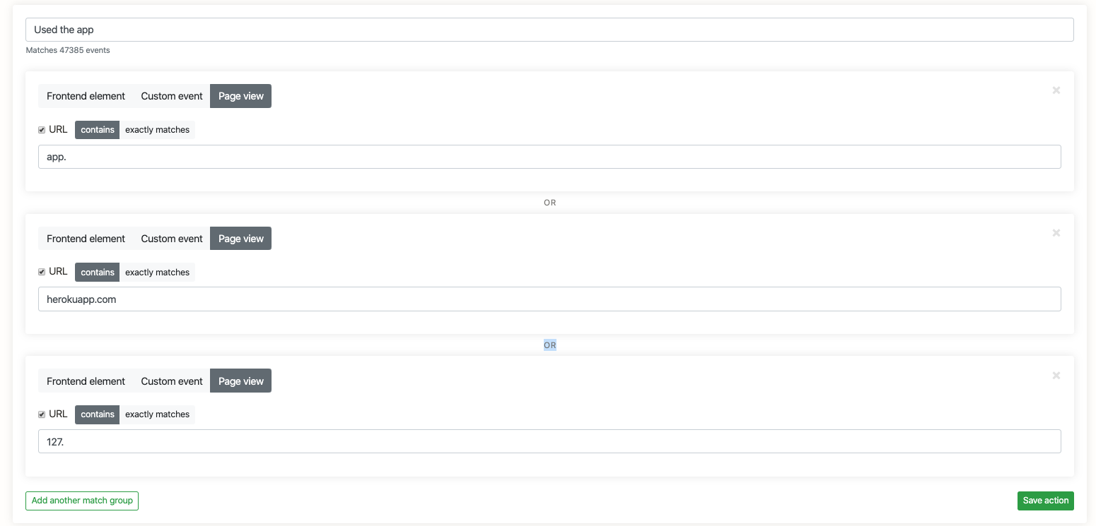Add "does not contain" to /action/ · Issue #461 · PostHog/posthog · GitHub