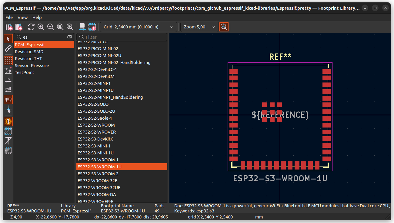 No Footprint Found For Esp32 S3 Wroom · Issue 114 · Espressif Kicad Libraries · Github