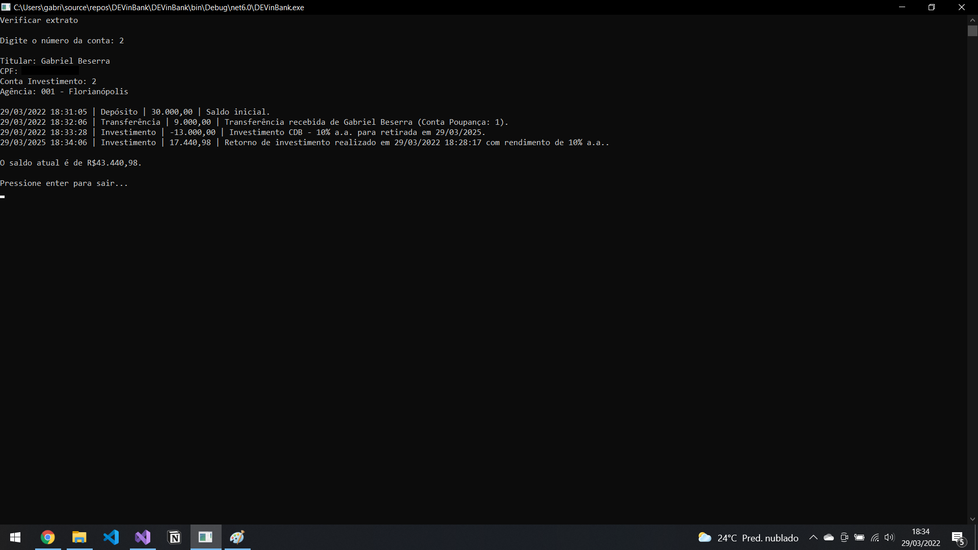 GitHub - gbeserra95/DEVinBank: DEVinBank is a FinTech Back-end simulator developed in C# as part ...