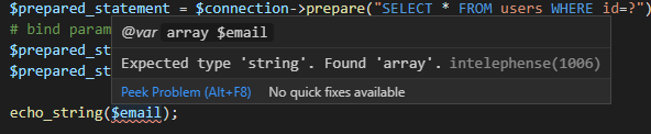 Arguments to mysqli_stmt::bind_result incorrectly identified as array type · Issue #1309 ...
