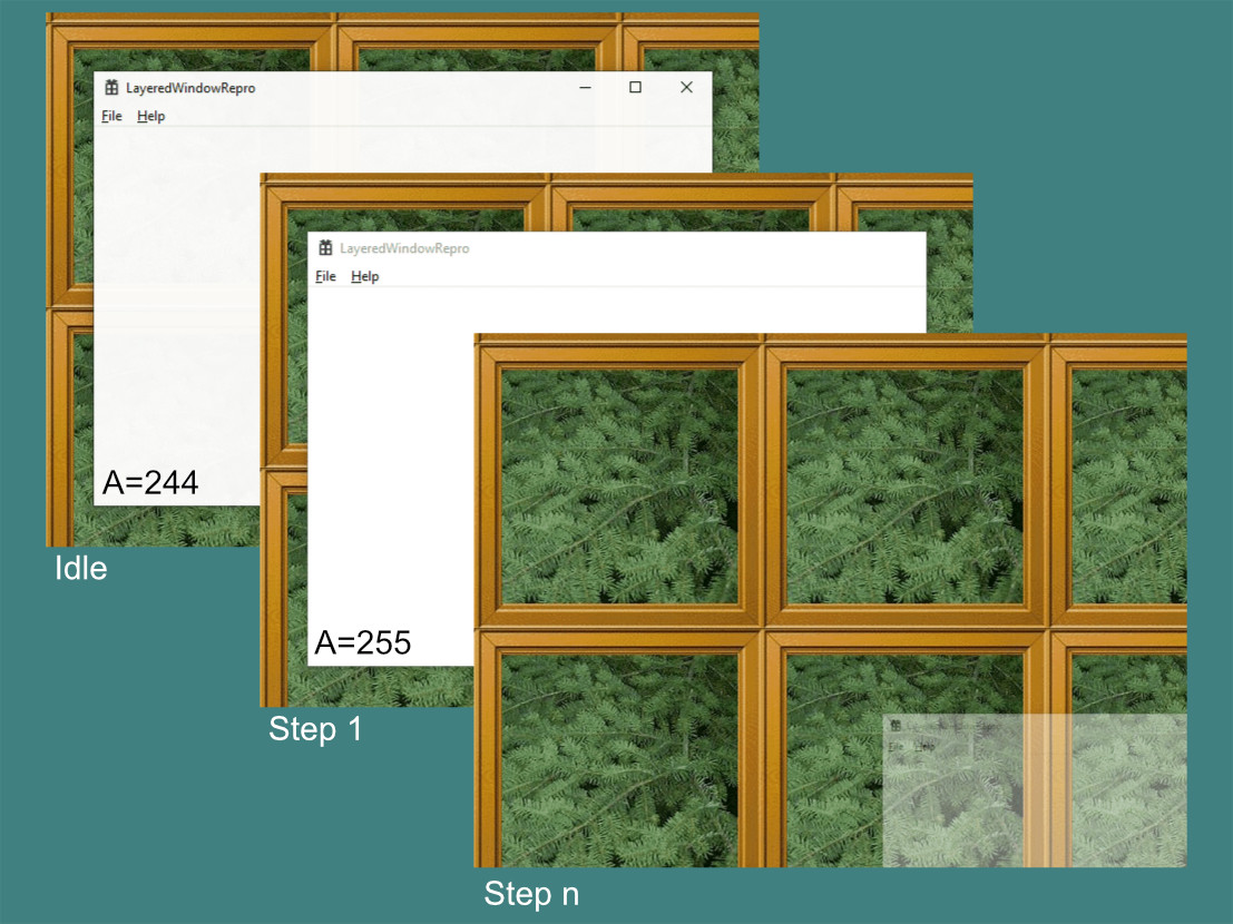 [User32] Layered windows lose alpha-blending when maximized/minimized and close animation ...