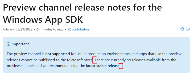 Documentation claims no preview releases exist · Issue #2333 · microsoft/WindowsAppSDK · GitHub