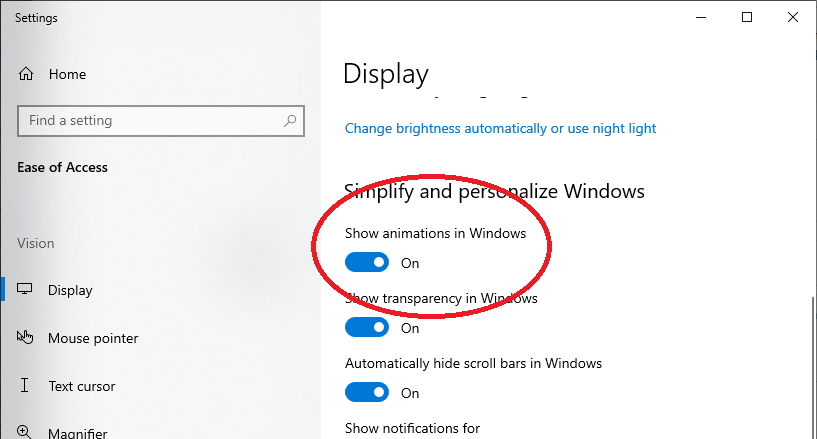 no animation when in-app animations are turned off (from control panel ...