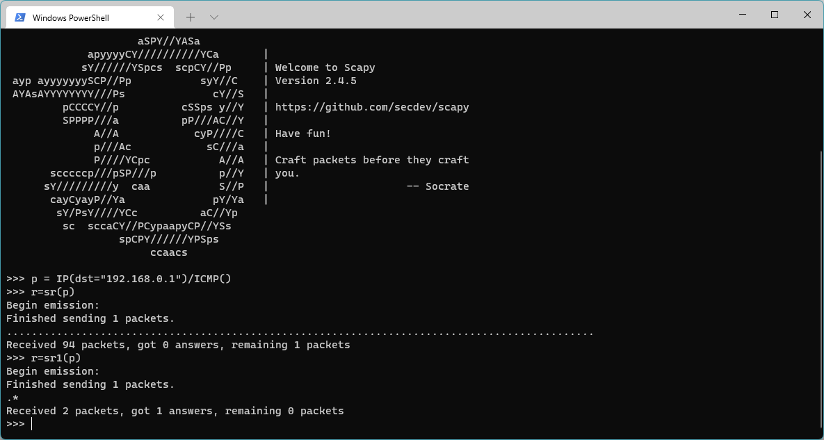Sr Failed To Send Packets On The Latest Version Of Window 11 · Issue 3583 · Secdevscapy 